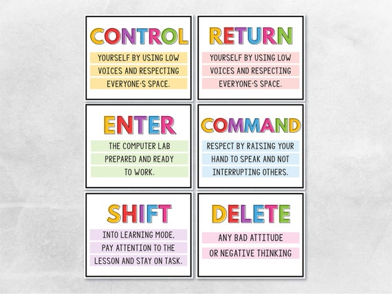 Set of 6 Computer Lab Poster Set Classroom Decor Computers - Etsy