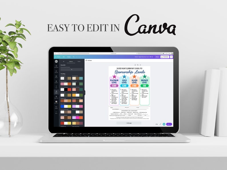 Editable School PTO PTA Sponsorship Form: Canva Template, Price List - Etsy