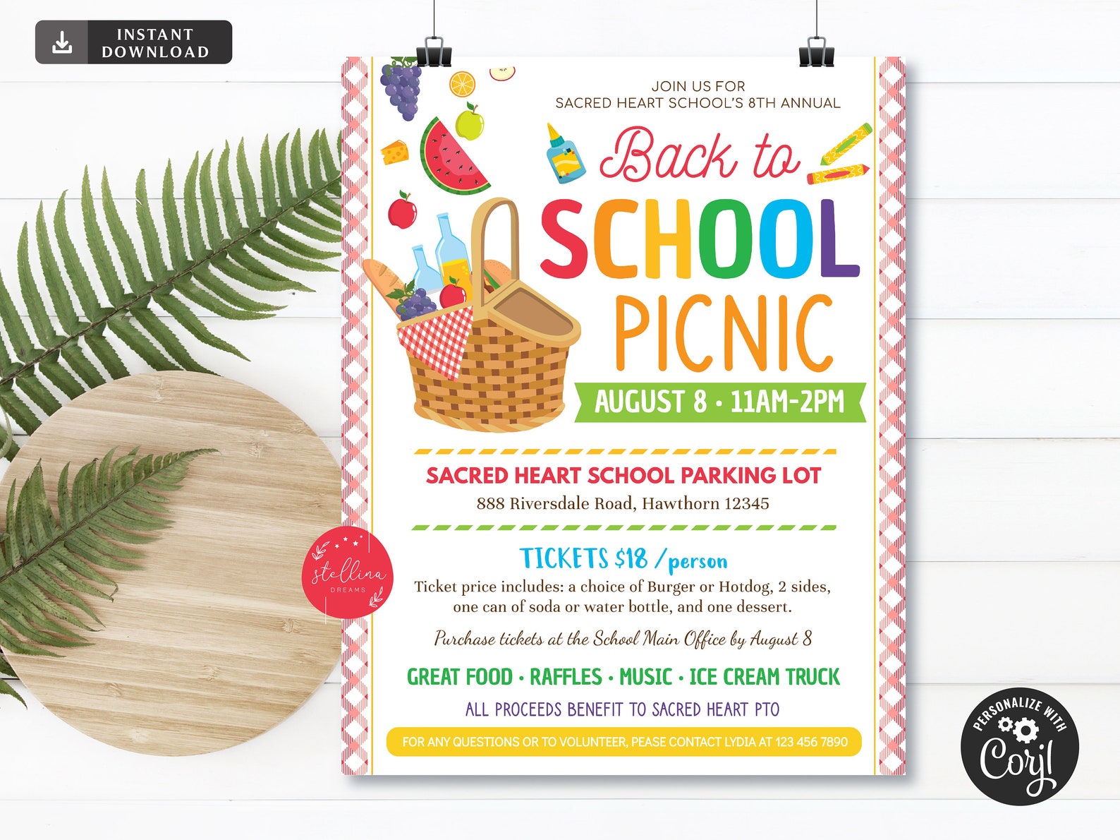 EDITABLE School Picnic Party Invite, Meet Your Teacher Luncheon Pta Pto ...