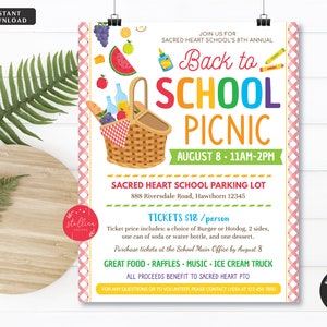 EDITABLE School Picnic Party Invite, Meet Your Teacher Luncheon Pta Pto ...