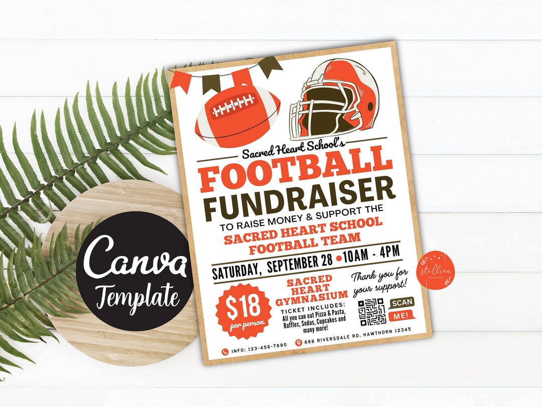 Editable Football Fundraiser Flyer: School Team Event (CANVA Template ...