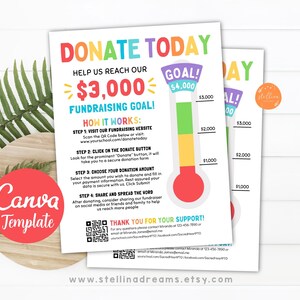 Editable Pto PTA Goal Thermometer Flyer Template, Fundraising Poster ...