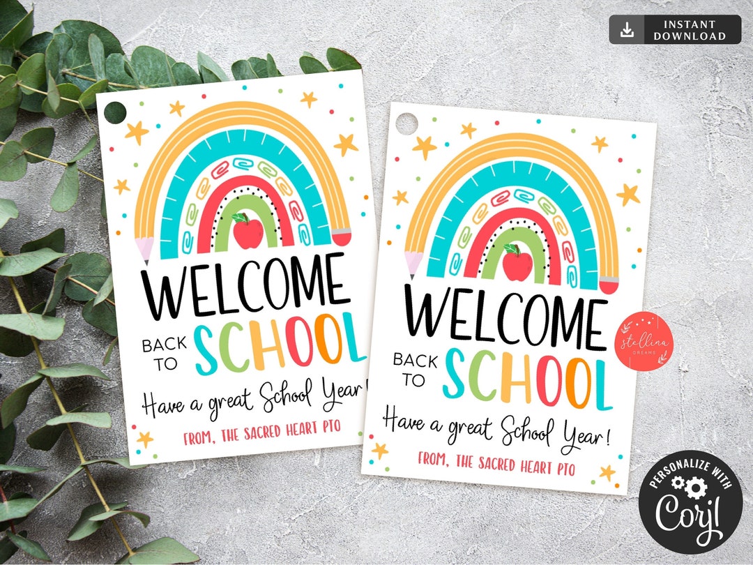 Welcome Back to School Printable Gift, Rainbow Sweet School Year First ...