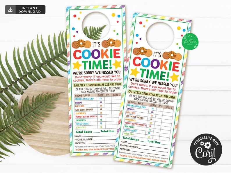 EDITABLE Cookie Door Hangers Scout Troop Leader Forms | Etsy