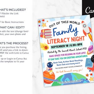 Editable Family Literacy Night Flyer, Printable Flyer, School Church ...