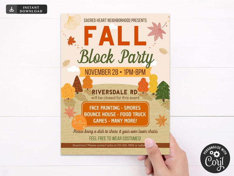 EDITABLE Fall Block Party Festival Harvest Invite Flyer - Etsy