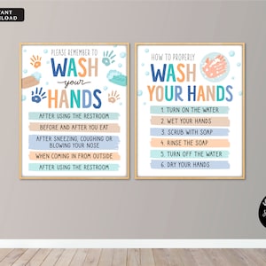 INSTANT DOWNLOAD Hand Washing Posters, Health Safety Prevention Posters ...