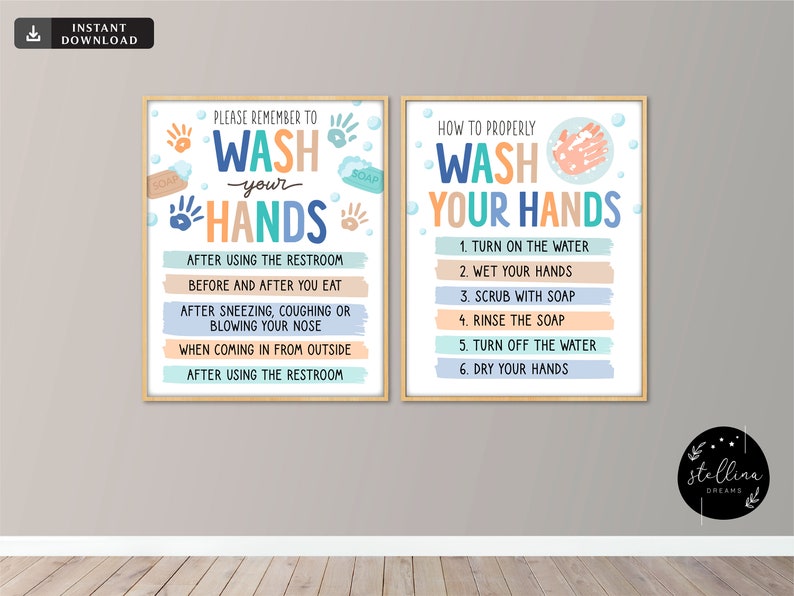 INSTANT DOWNLOAD Hand Washing Posters, Health Safety Prevention Posters ...