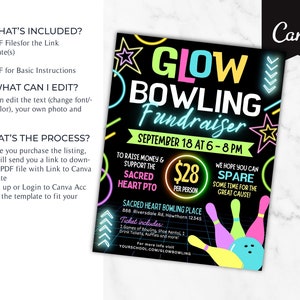 Editable Bowling Fundraiser Flyer, Printable PTA PTO Flyer, School ...