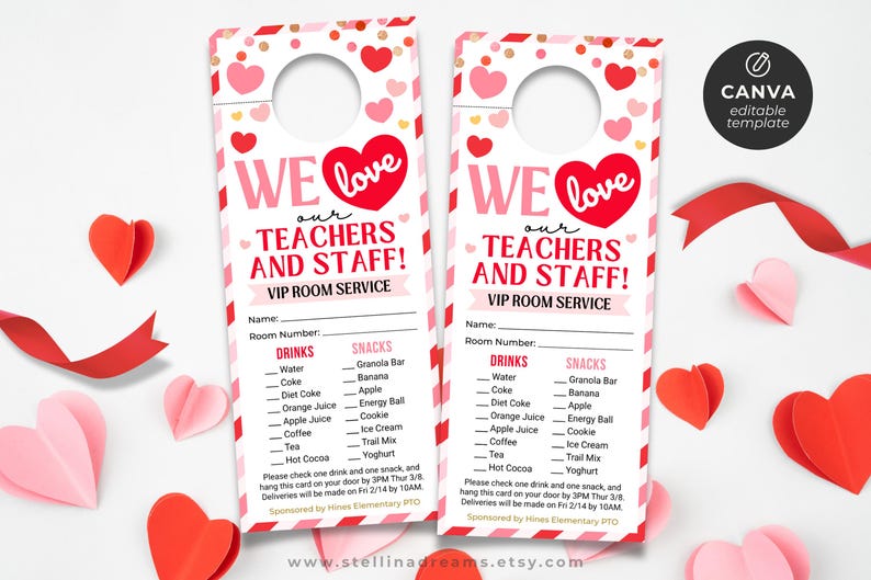 Valentine Room Service Door Hanger | Valentine's Day Teacher Staff ...