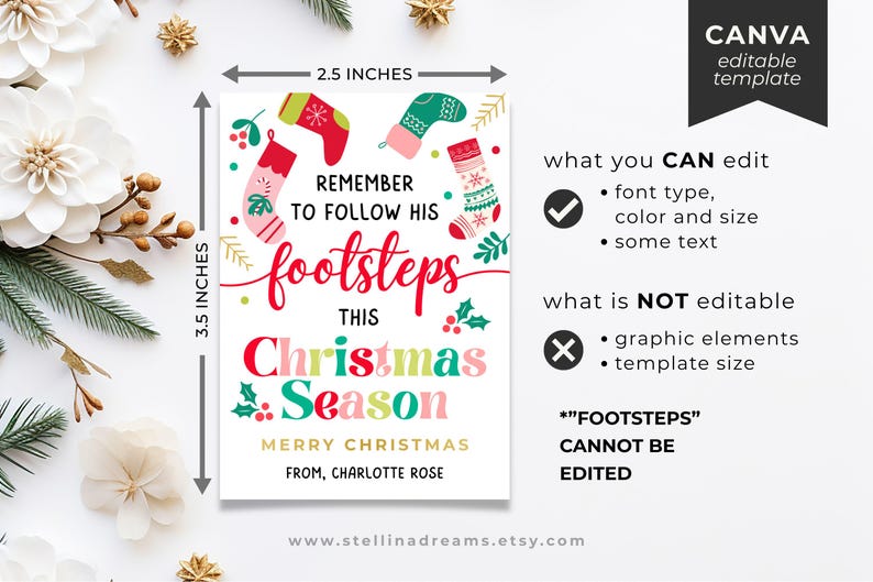 Christian Christmas Sock Tags | Follow His Footsteps Gift Tags ...