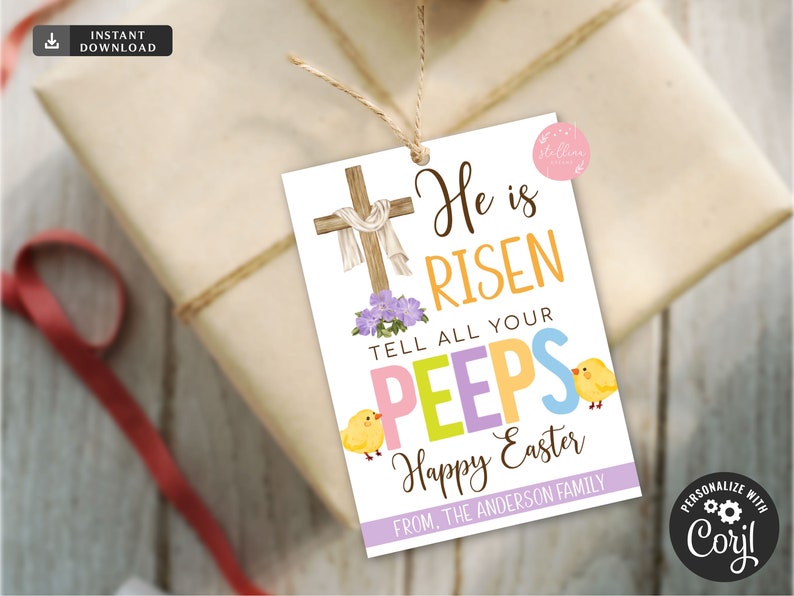 Easter Gift Tags He is Risen Tell Your Peeps Religious Kids - Etsy