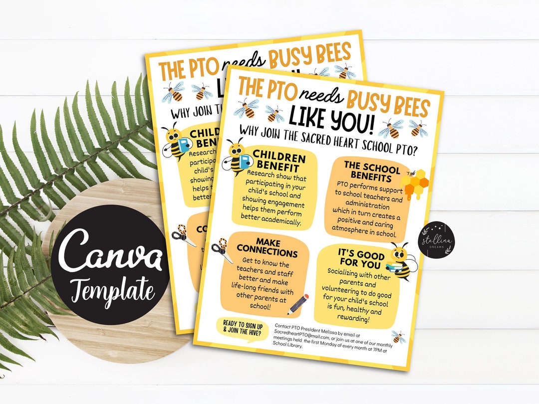 Editable CANVA Template PTO PTA Recruitment Flyer, Printable Handout ...