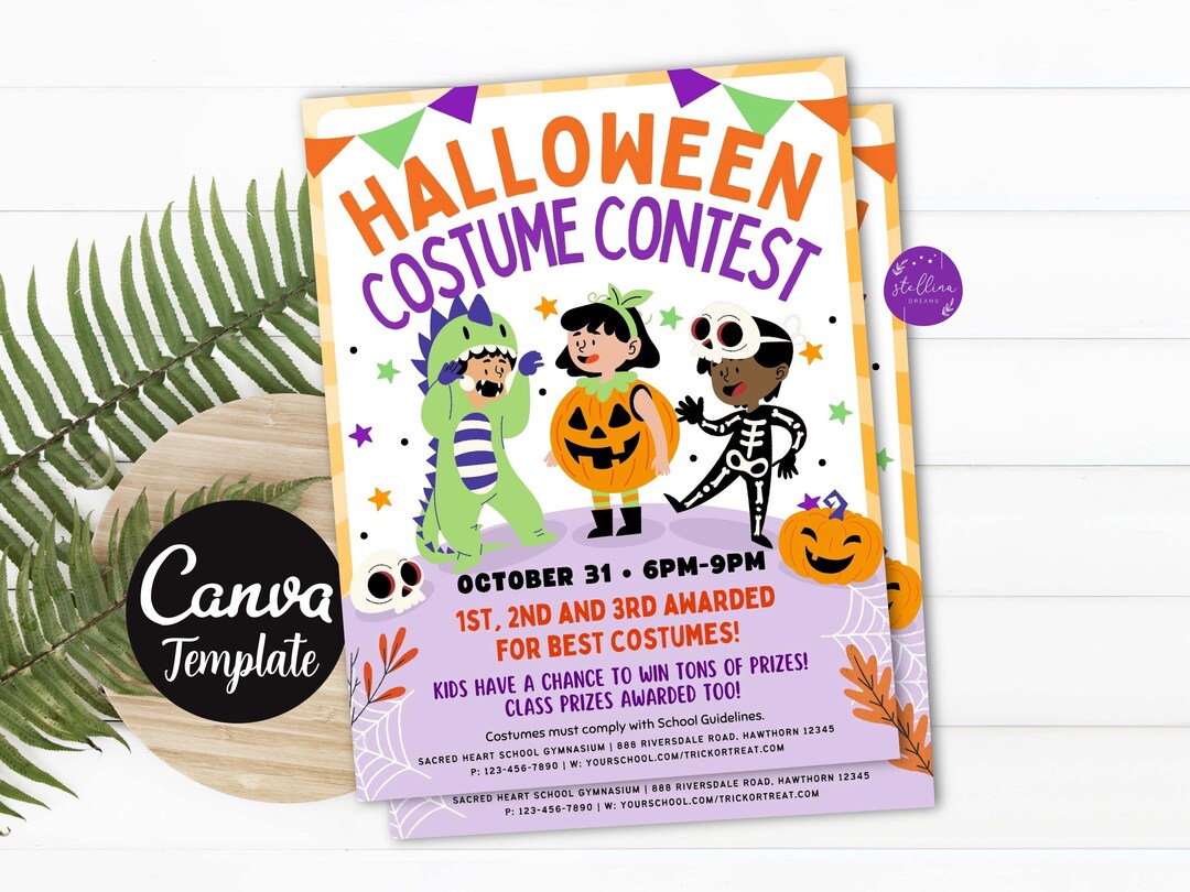 Editable Halloween Costume Contest Flyer: Canva Template, Trick or ...