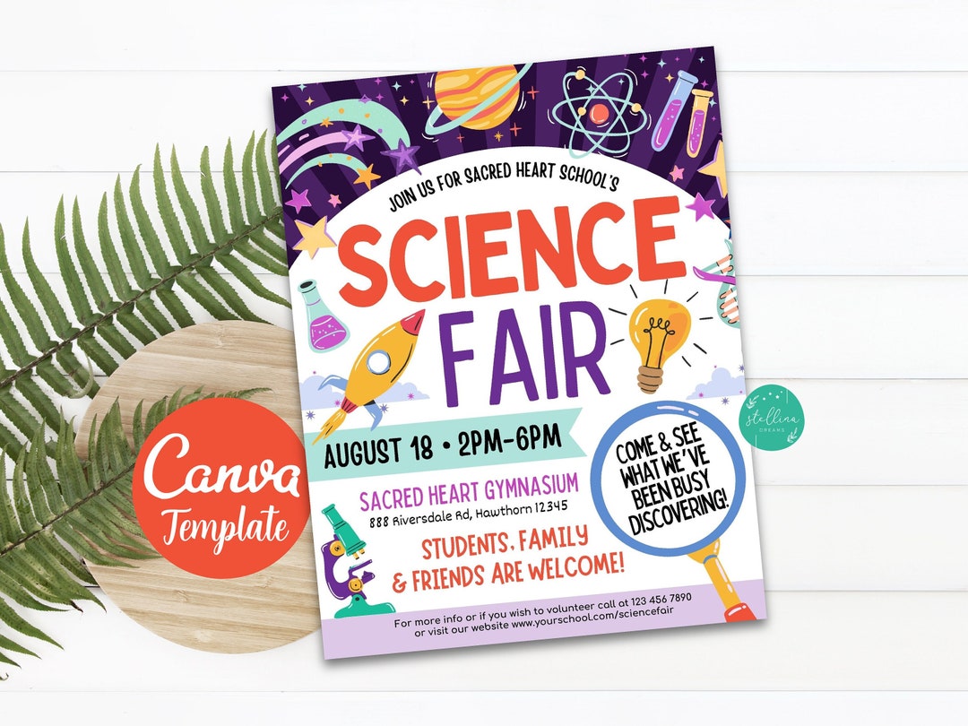 Printable Science Fair Flyer, Printable School Academic Festival Flyer ...
