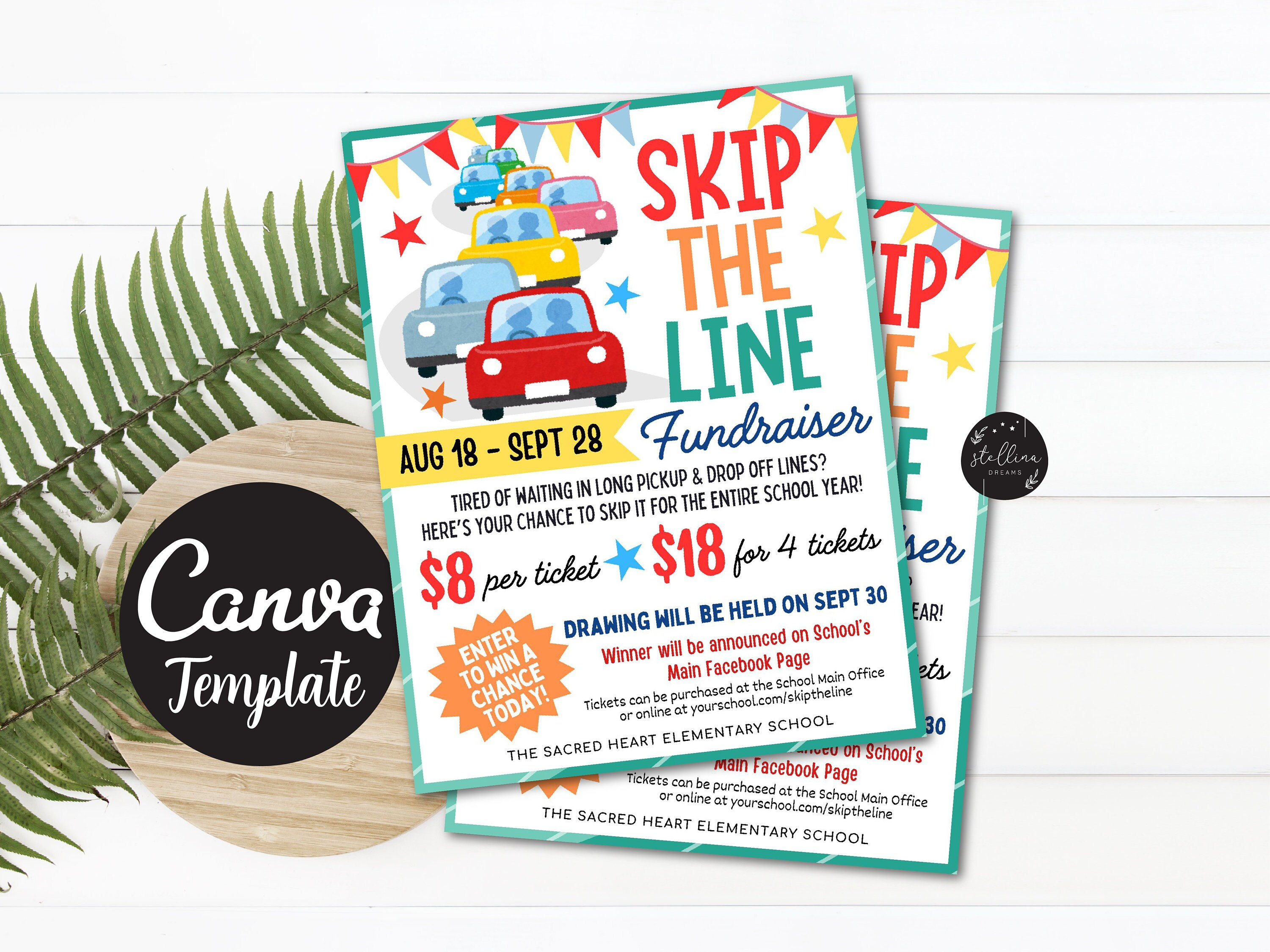 Editable Skip the Line Fundraiser Flyer, Pto Pta Fundraiser, Raffle ...