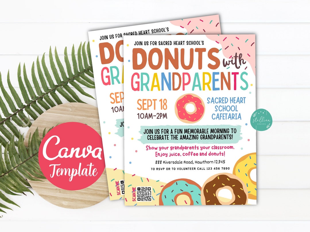 Editable Donuts With Grandparents Flyer, Breakfast Social Guardians ...