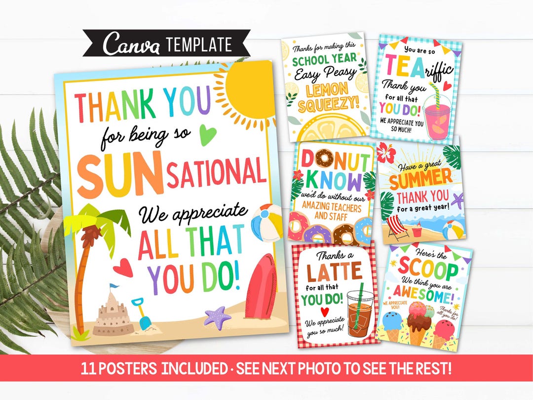 Editable Bundle Beach Summer Theme Teacher and Staff Appreciation Week ...