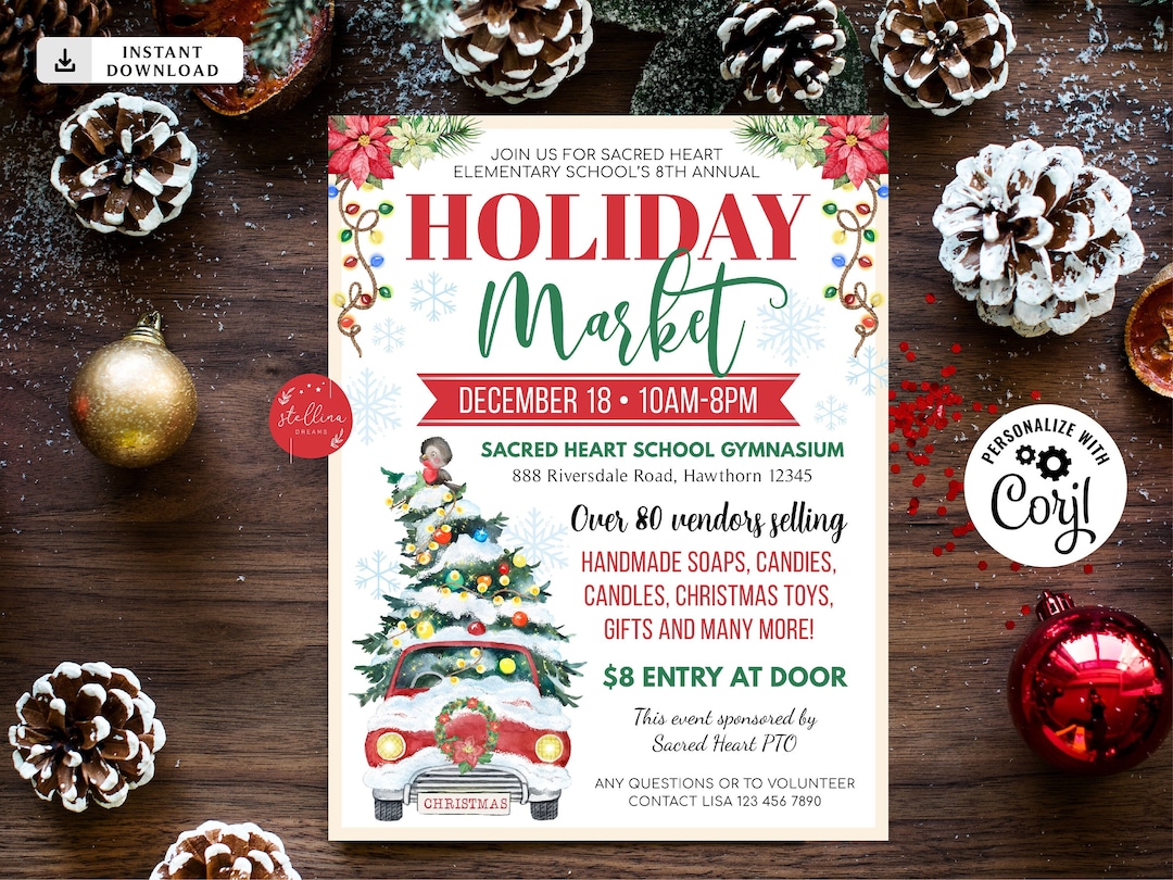 Holiday Market Flyer Christmas Craft Show Invitation, EDITABLE ...