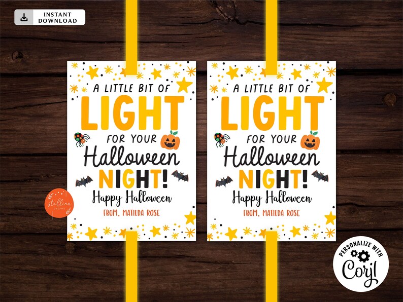 EDITABLE Halloween Glow Stick Gift Tags Light for Your - Etsy