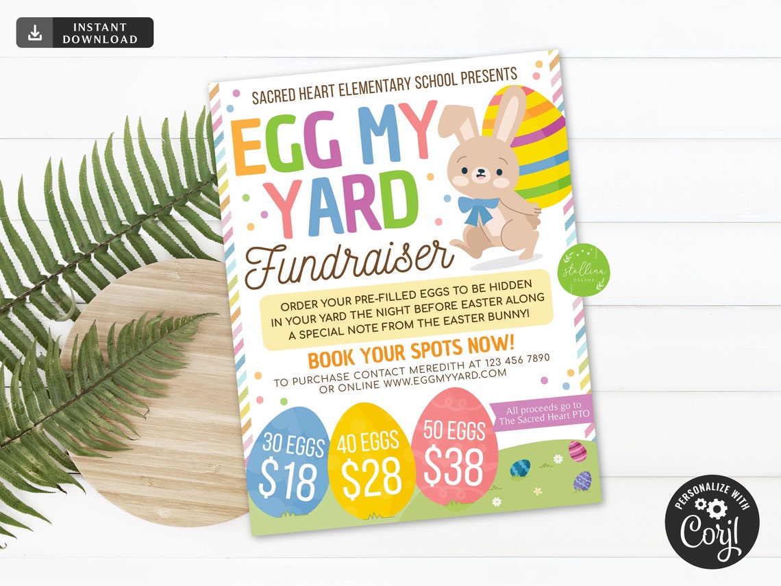 Egg My Yard Fundraiser Flyer Printable Invite Easter Egg - Etsy