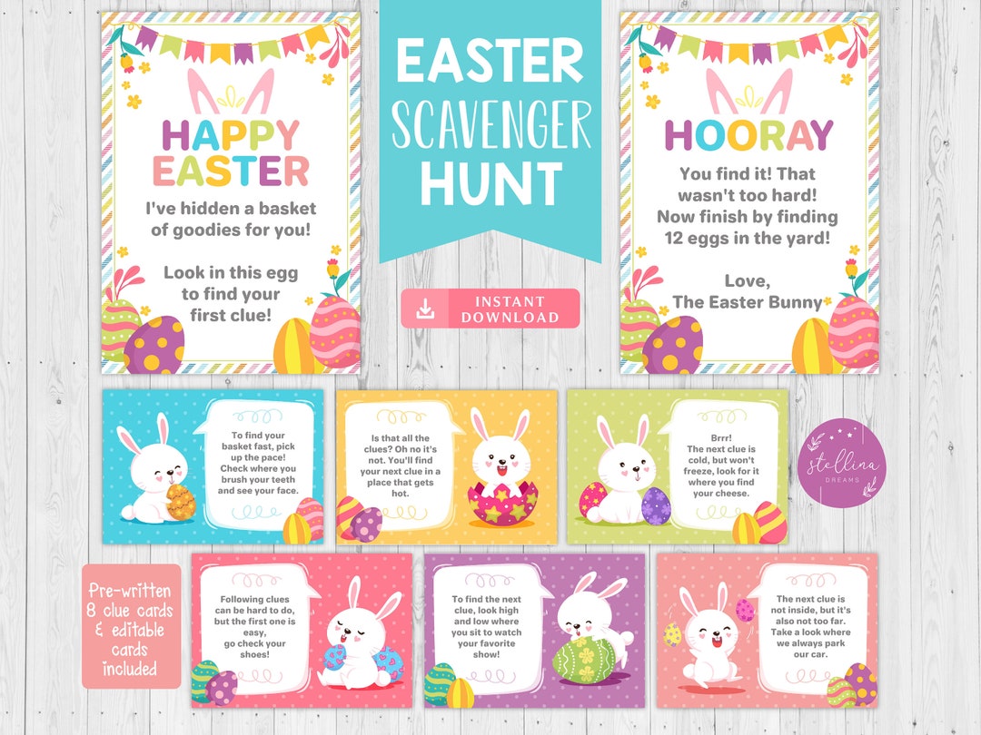 Easter Egg Hunt Printables, Easter Scavenger Hunt, Easter Treasure Hunt ...