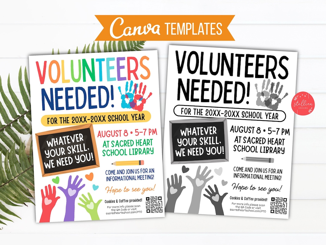 Editable Volunteer Recruitment Flyer, Printable Handout, School ...