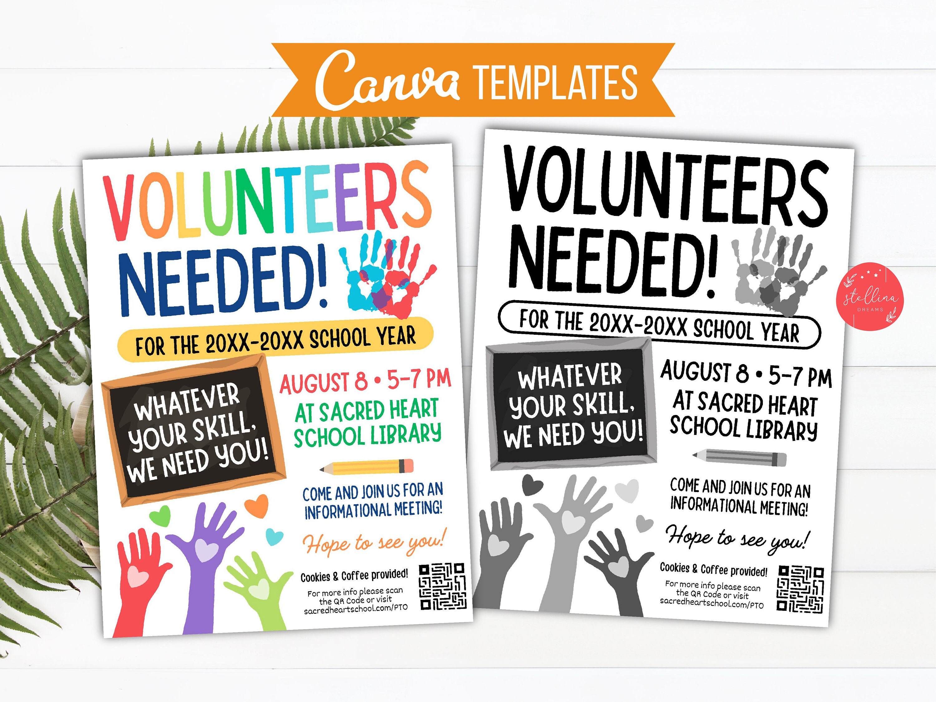 Editable Volunteer Recruitment Flyer: School PTO PTA Template (CANVA ...