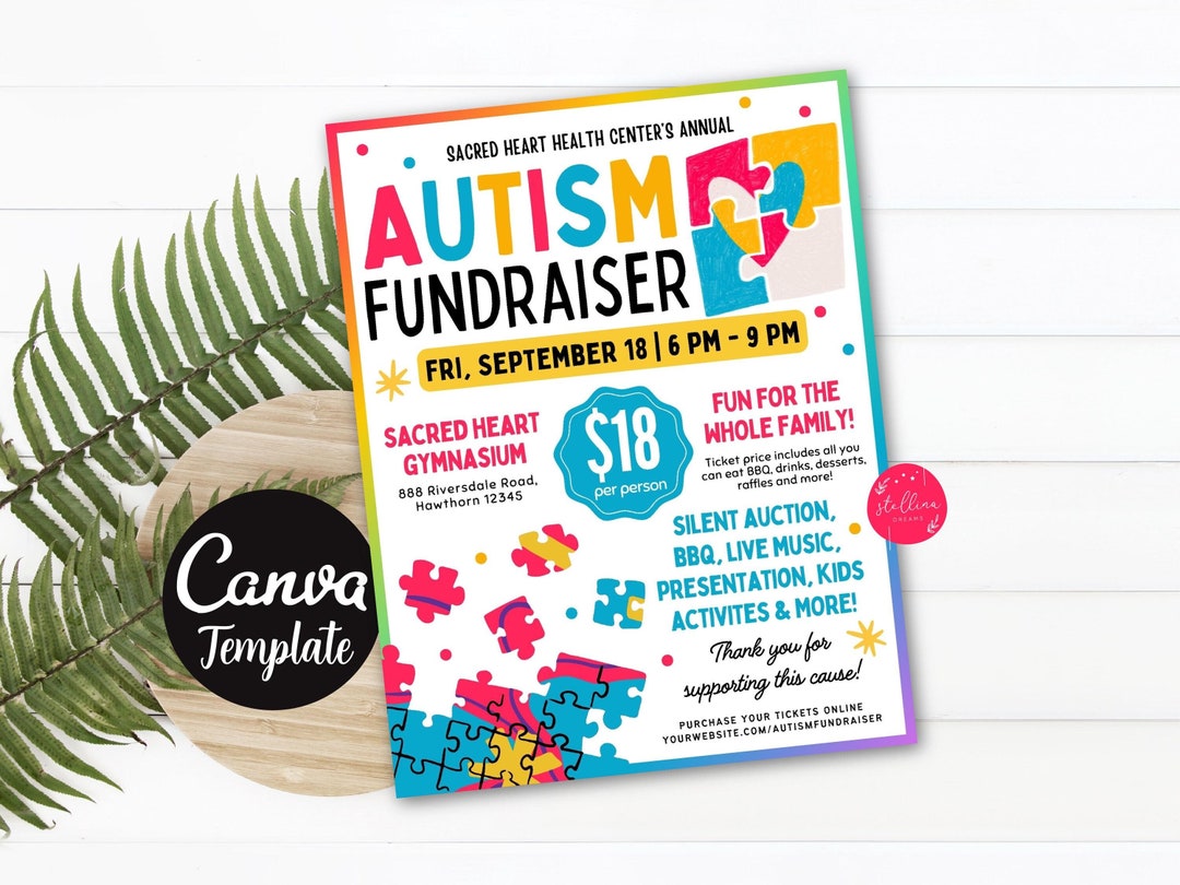 Autism Awareness Fundraiser Flyer: Editable CANVA Template (digital ...