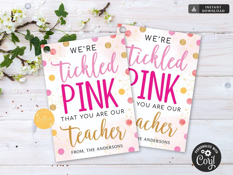 Tickled Pink Gift Tag INSTANT DOWNLOAD We Are Tickled Pink | Etsy