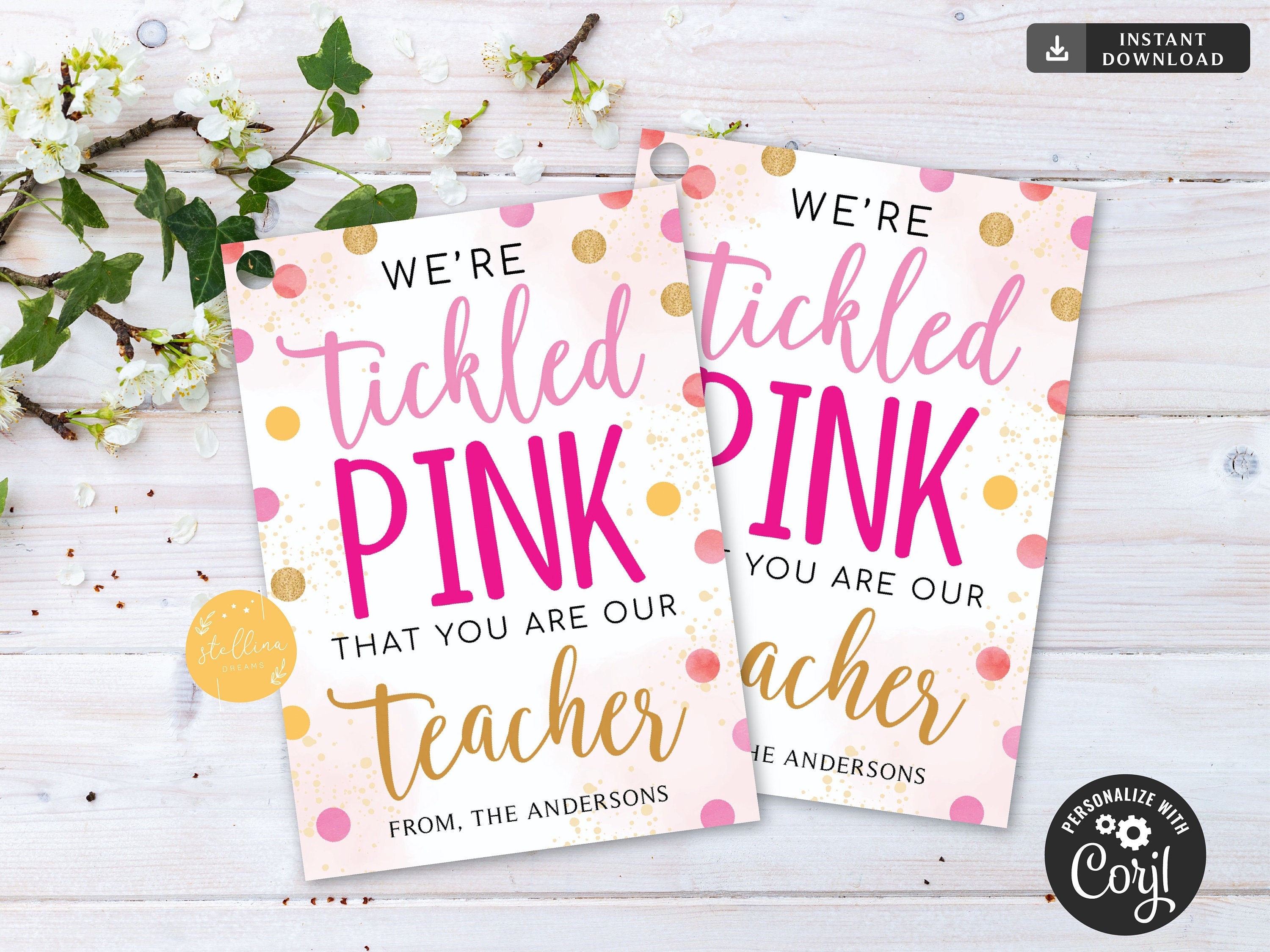 Tickled Pink Gift Tag INSTANT DOWNLOAD We Are Tickled Pink | Etsy