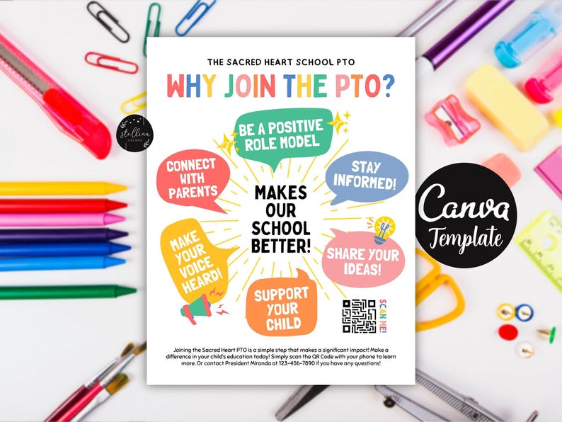 Editable PTO PTA Recruitment Flyer Template: Rainbow Boho Design (CANVA ...