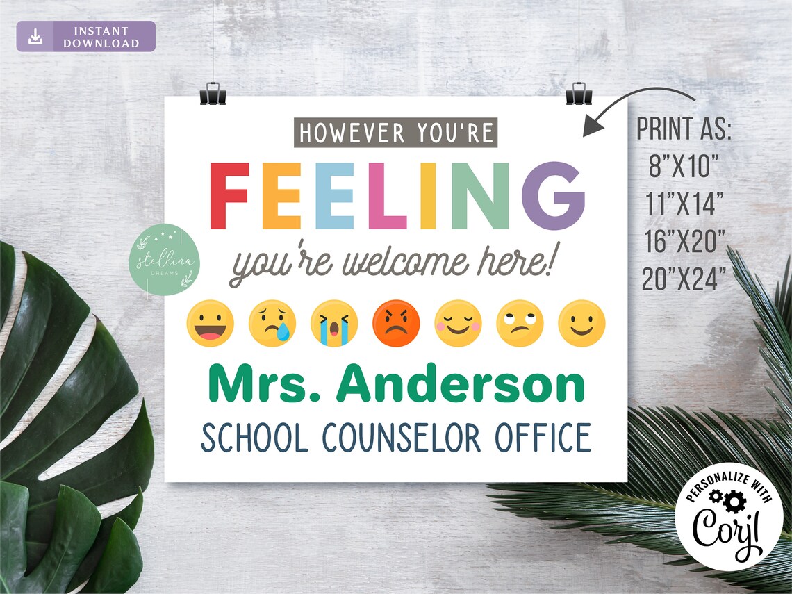 School Counselor Door Sign Child Counselor Door Sign - Etsy