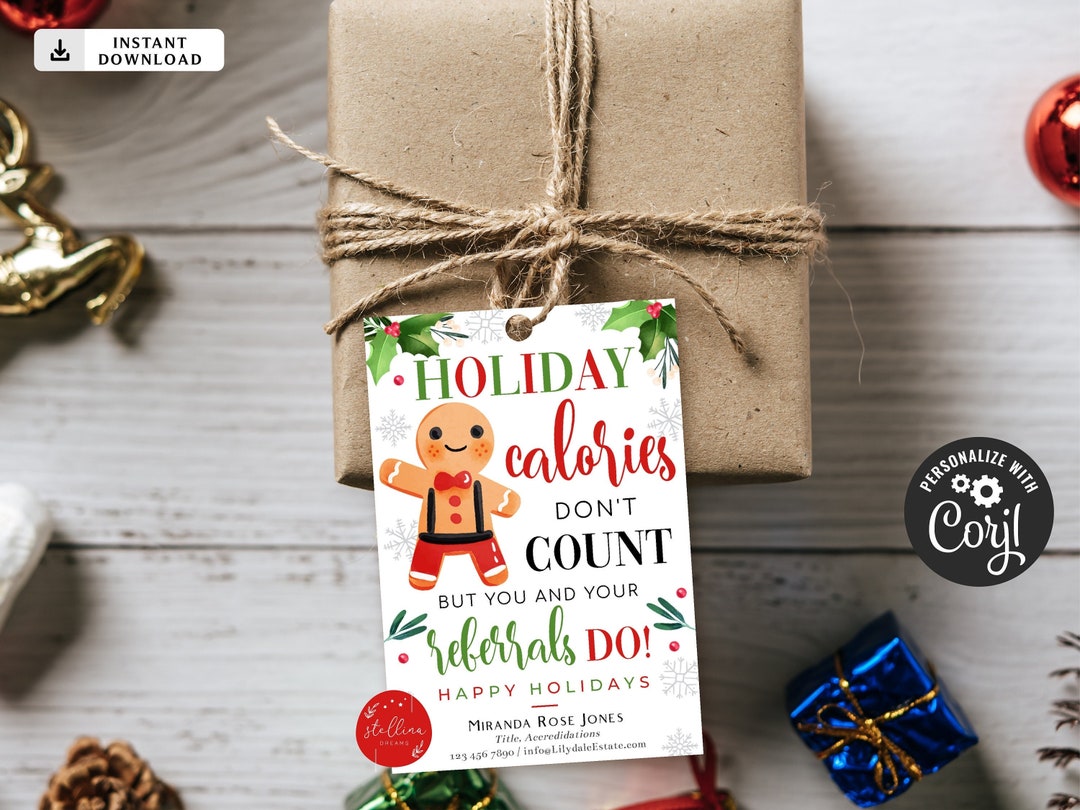 EDITABLE Holiday Calories Don't Count, Realtor Christmas Gingerbread ...