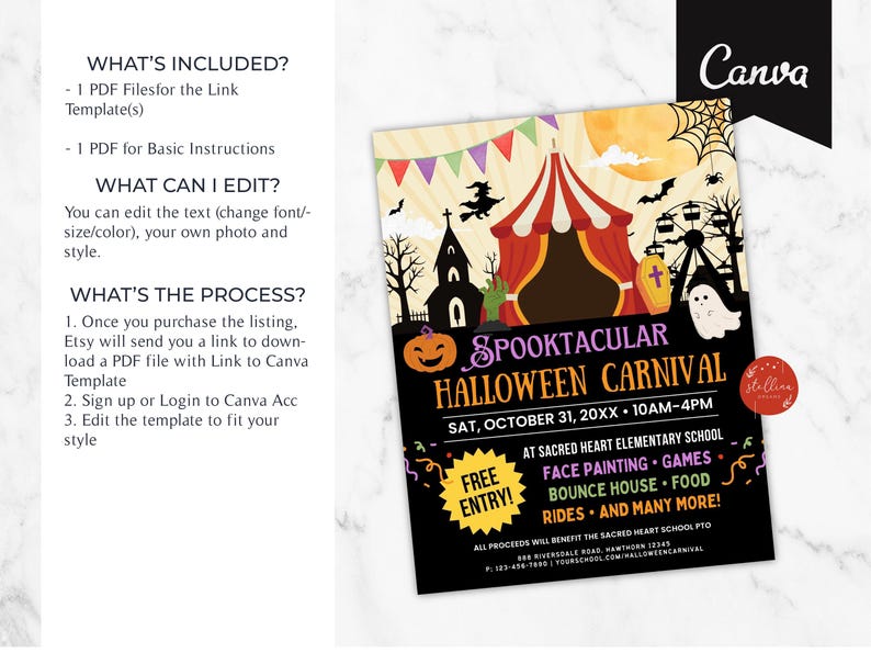 Editable Halloween Carnival Flyer: Spooky Circus Party, School ...