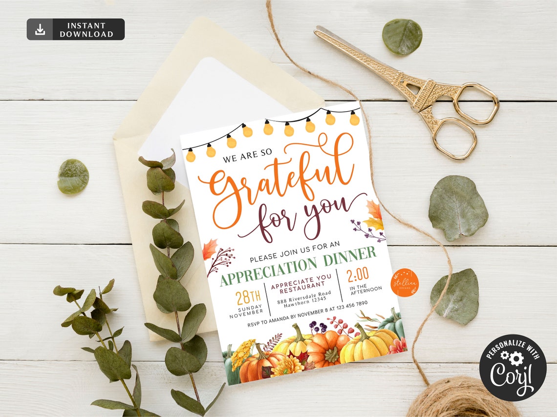 Fall Appreciation Invitation Grateful for You Teacher Staff - Etsy