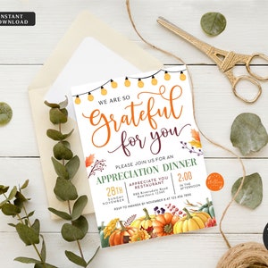 Fall Appreciation Invitation Grateful for You Teacher Staff Invitation ...