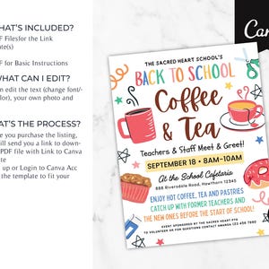 Editable Teacher Staff Meet and Greet Breakfast Social, Printable PTA ...