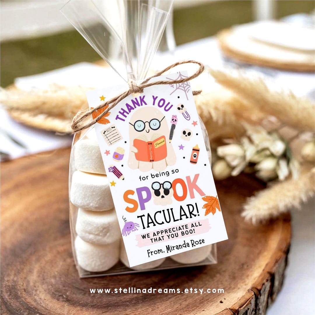 Halloween Spooktacular Teacher Thank You Gift Tag, Editable CANVA ...