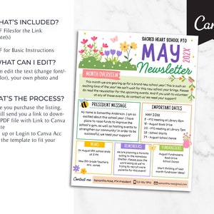 Editable May PTO PTA Newsletter Flyer, Classroom Printable Handout ...