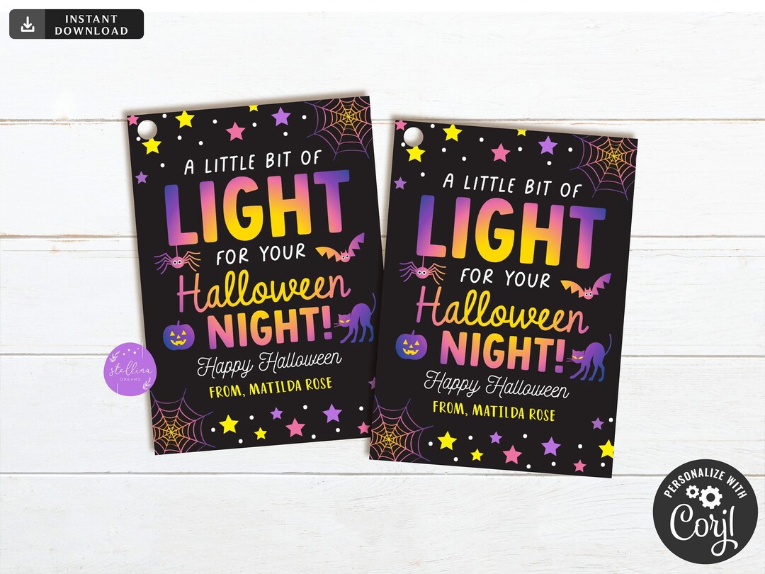 Pink Halloween Glow Stick Gift Tags, Light for Your Halloween Night ...