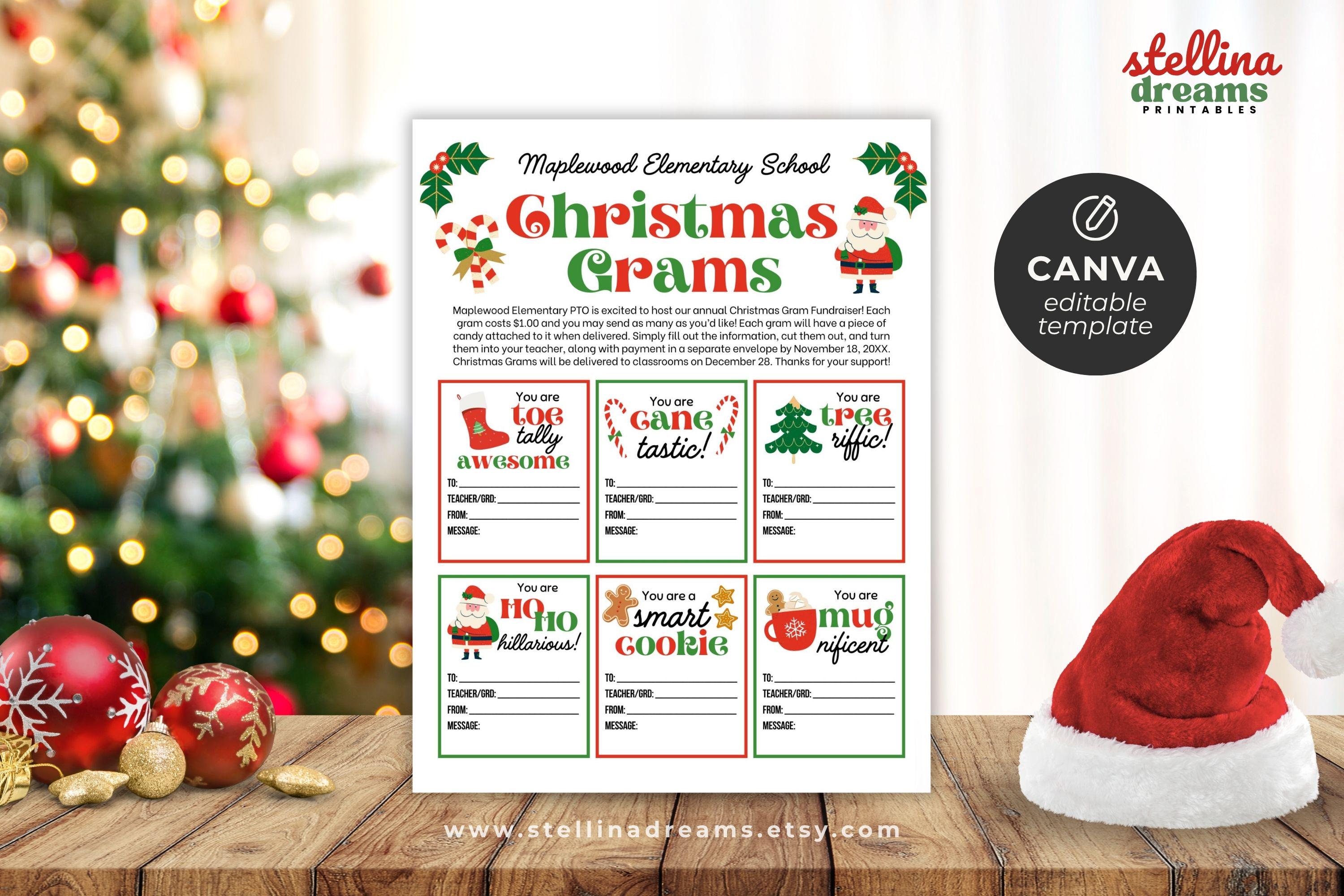 Christmas Grams Printable | Holiday Candy Gram Fundraiser Template ...