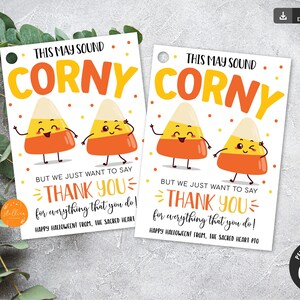 Editable Halloween Candy Corn Gift Tag, Volunteer Teacher Staff ...