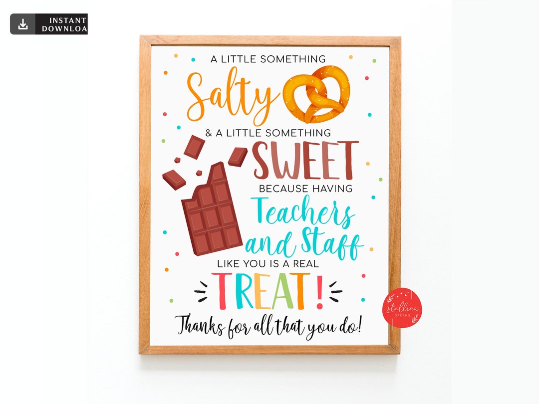 Appreciation Sign, Chocolate Pretzel Thank You Sign, Staff Employee ...