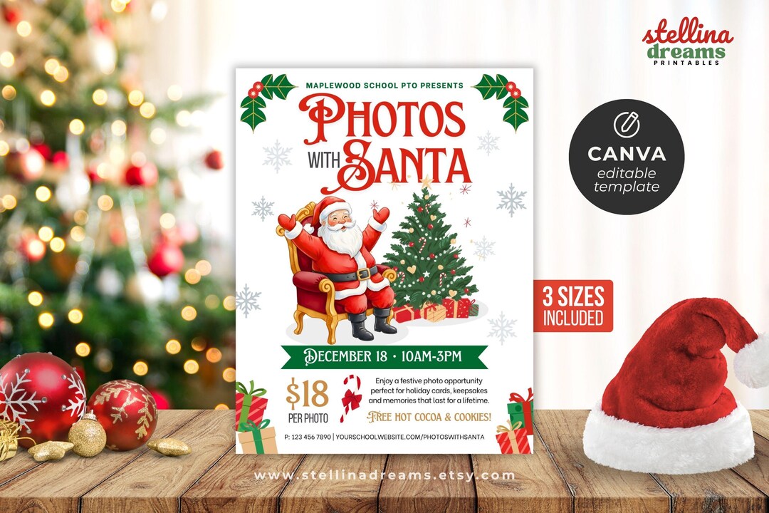 Photos With Santa Flyer Template | Christmas Photo Event | Editable ...