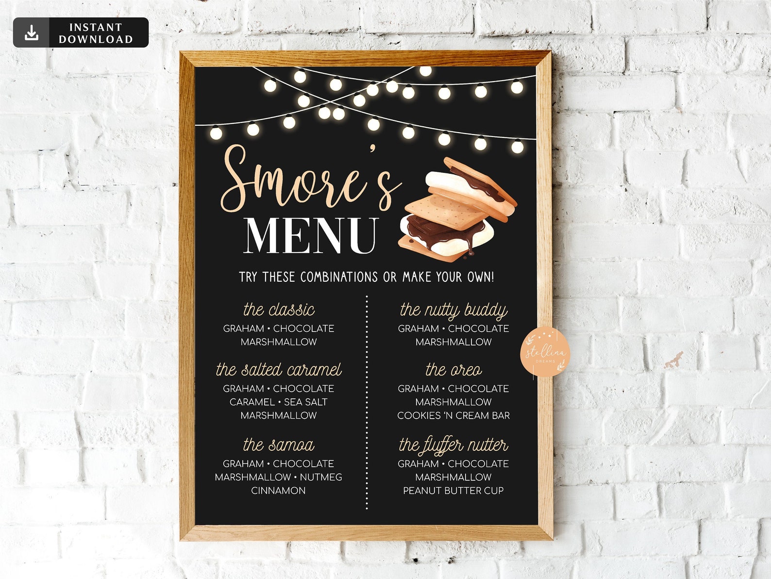 EDITABLE S'mores Menu, Printable Smores Menu, S'mores Sign, Bonfire ...