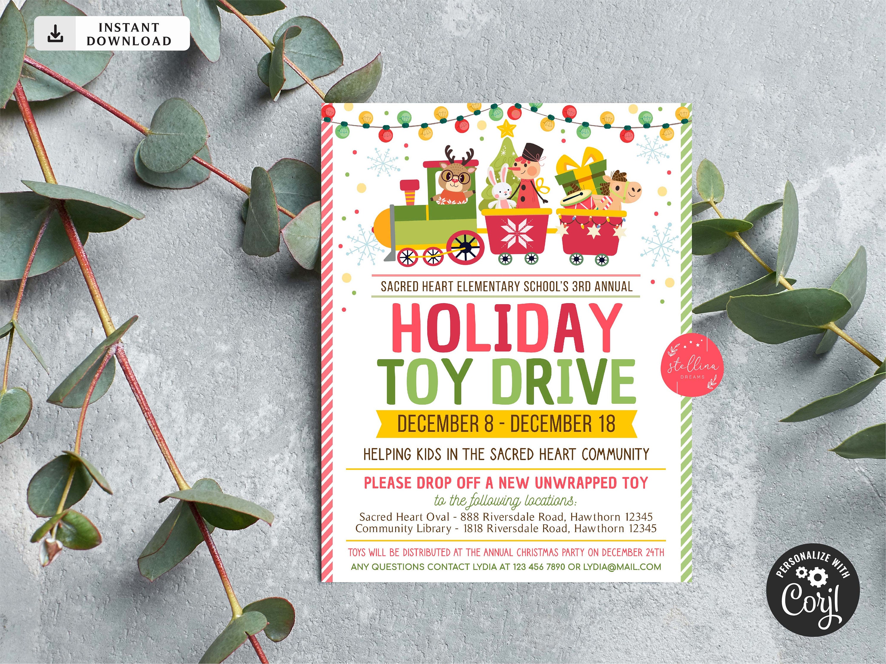 EDITABLE Holiday Toy Drive Flyer, Printable PTA PTO Flyer, School ...