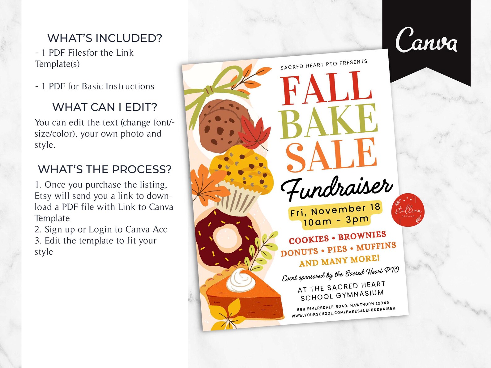 Editable Fall Bake Sale Flyer, Festival Fall Harvest Flyer, Printable ...