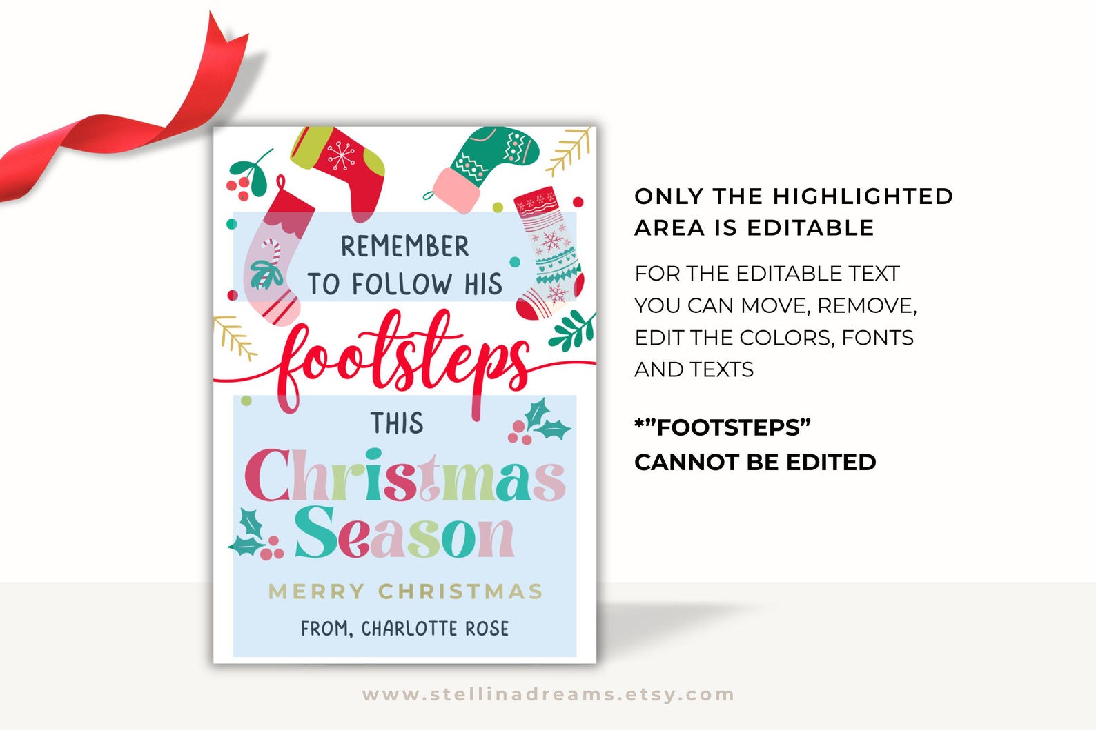 Christian Christmas Sock Tags | Follow His Footsteps Gift Tags ...