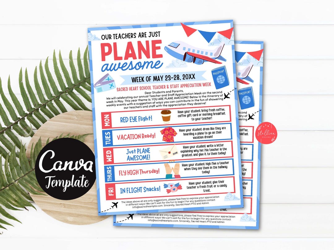 Editable Plane Awesome Teacher Appreciation Take Home Sheet, Travel ...